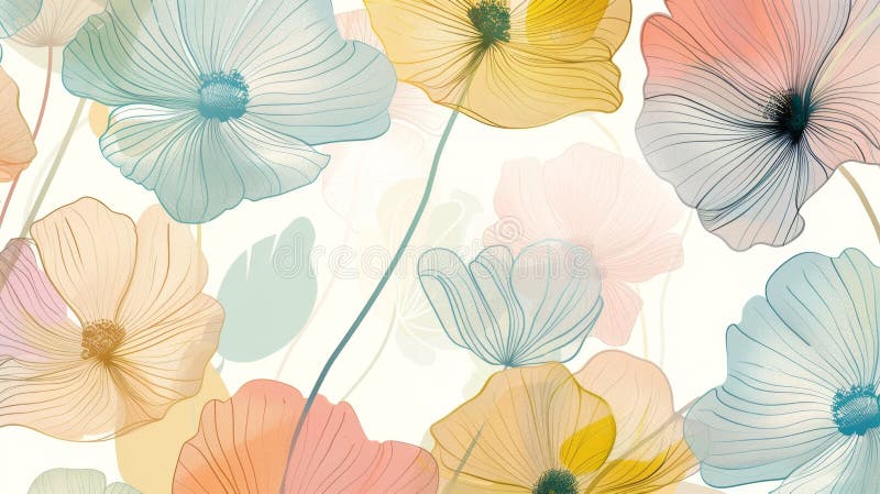 Whimsical Pastel Floral Pattern for Spring Design Inspirations Stock ...