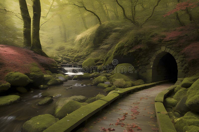 A Whimsical Path Winding through a Forest. Stock Illustration ...