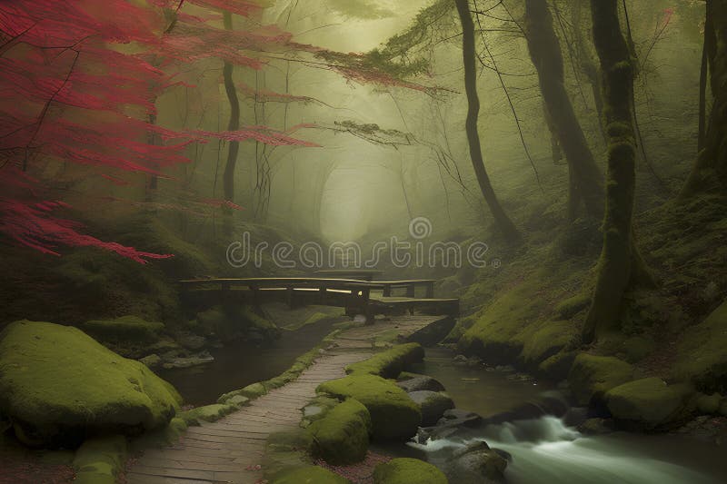 A Whimsical Path Winding through a Forest. Stock Illustration ...