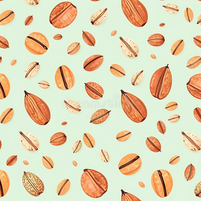 A Whimsical Pattern of Nuts and Seeds Creating Playful Shapes on a ...