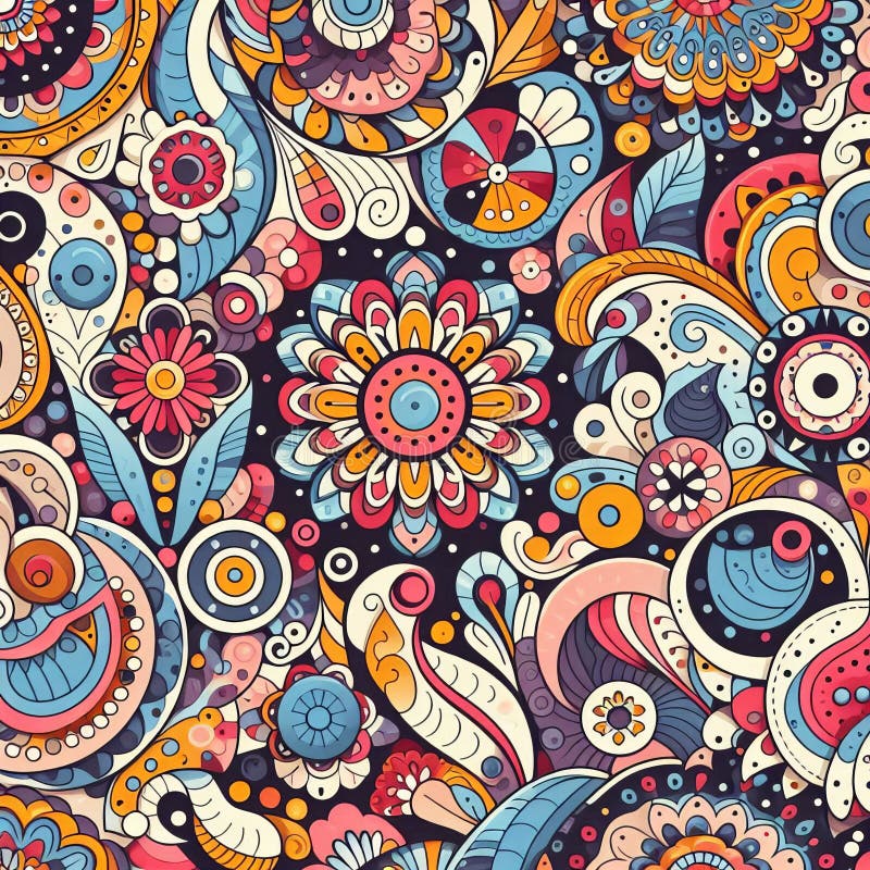 Whimsical Patterns Playful Repetitive Shapes in Bright Colors Ev Stock ...