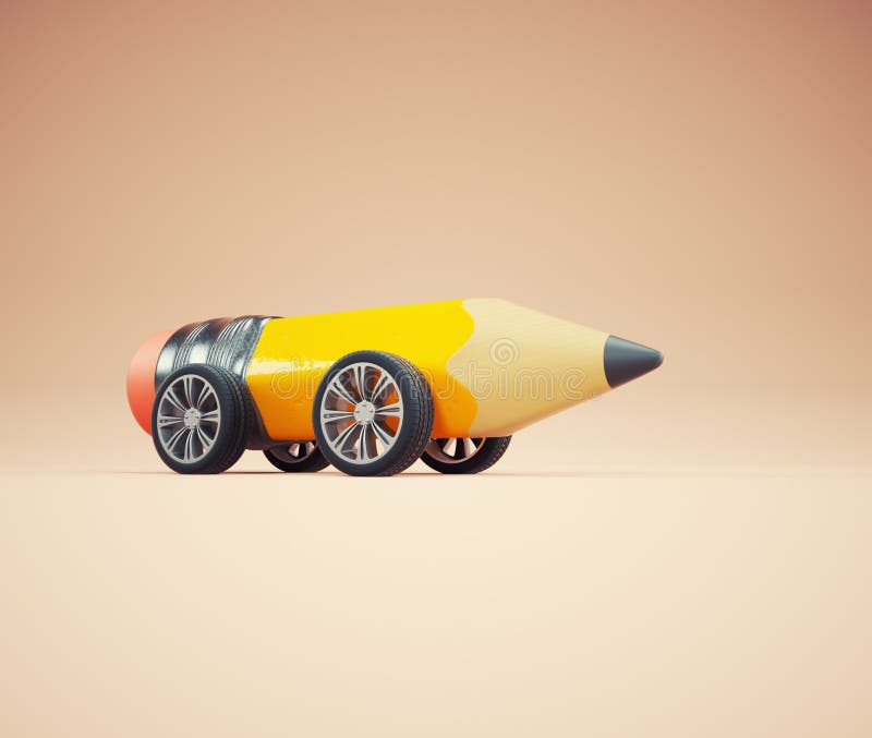 A Whimsical Pencil Featuring Wheels, Combining Creativity and Mobility ...
