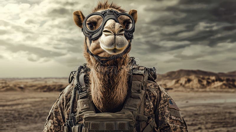 Desert Soldier: a Camel in Military Gear Stock Illustration ...