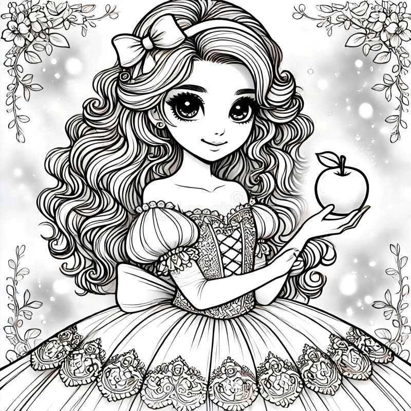 A Whimsical Portrait of a Princess with an Enchanted Apple Stock ...