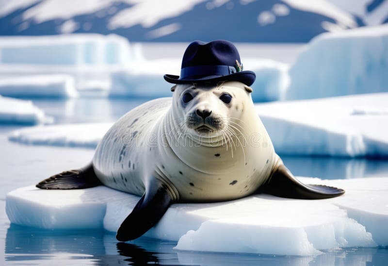 A Whimsical Portrait of Style and Charm on Ice Stock Illustration ...