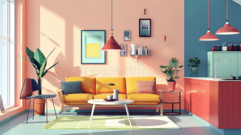 Whimsical Poster Design Featuring Playful Interior Decor Concepts Stock ...