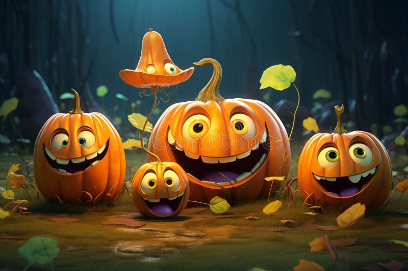Whimsical Pumpkin Characters Illustration Adding Stock Illustration ...