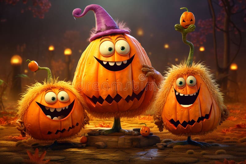 Whimsical Pumpkin Characters Illustration Adding Stock Illustration ...