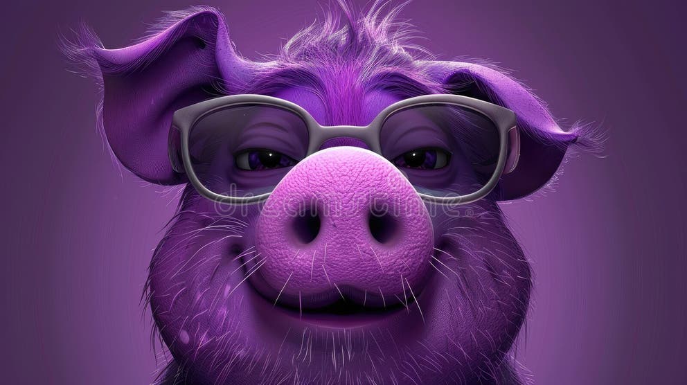A Whimsical Purple Creature with Glasses on a Violet Backdrop. Stock ...