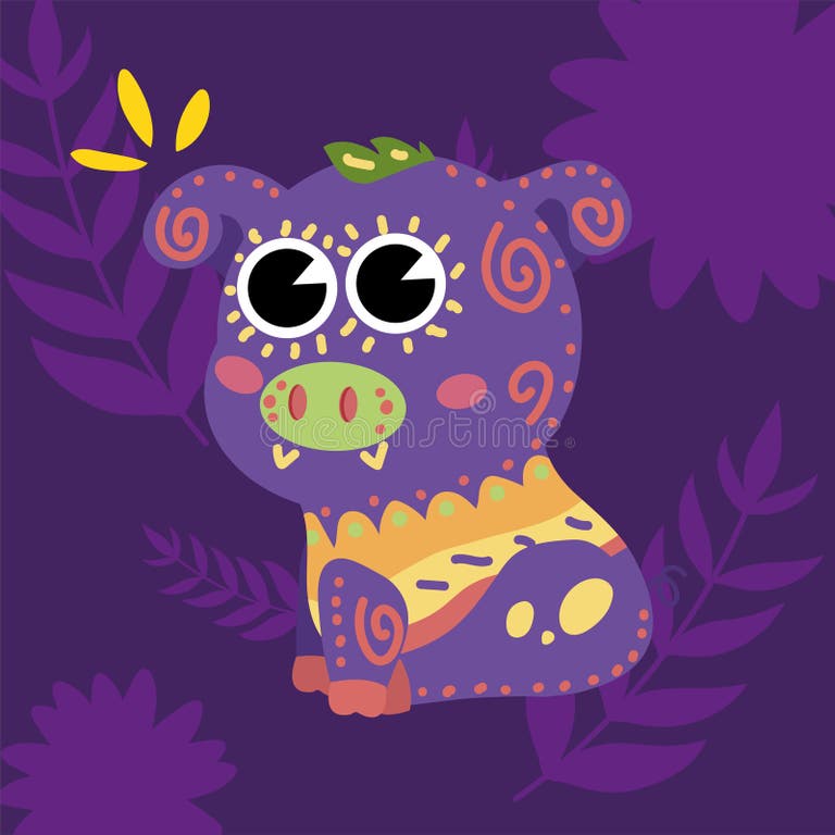 Whimsical Purple Creature. Vector Stock Vector - Illustration of ...