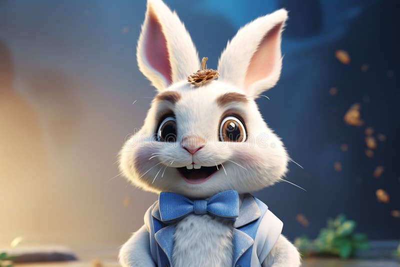 Whimsical Rabbit Character with a Bow Tie Stock Illustration ...
