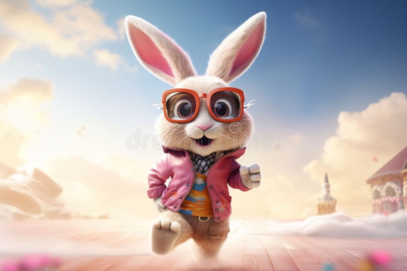 Whimsical Rabbit Character with a Vibrant and Stock Illustration ...