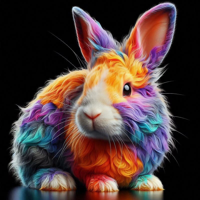 A Whimsical Rabbit Displaying a Rainbow Palette, Capturing a Sense of ...