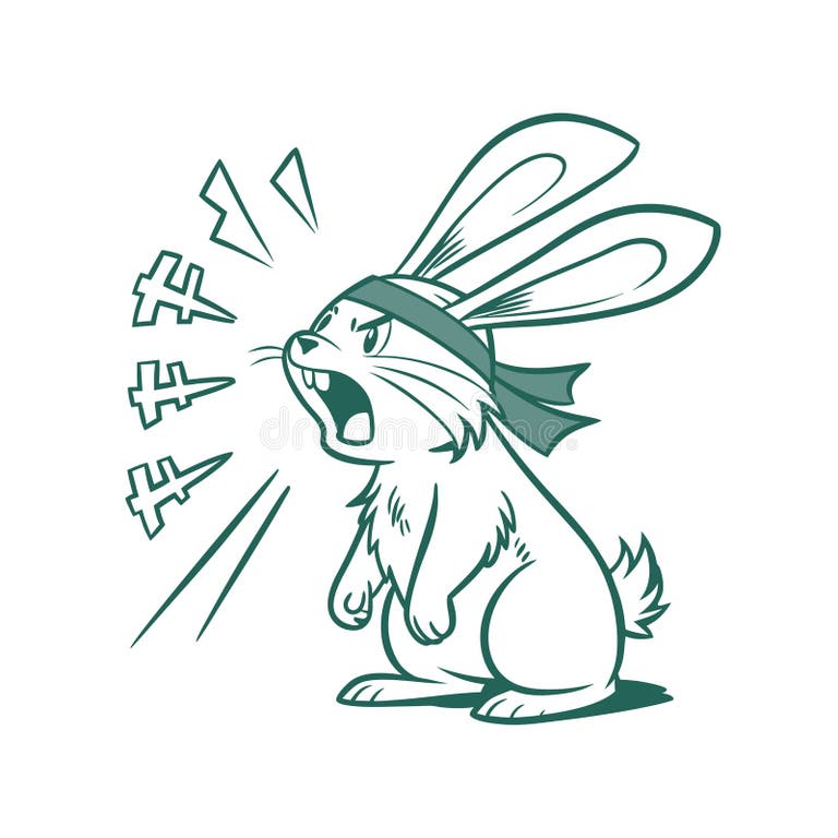 Whimsical Rabbit Shouting while Writing Calligraphy Stock Illustration ...