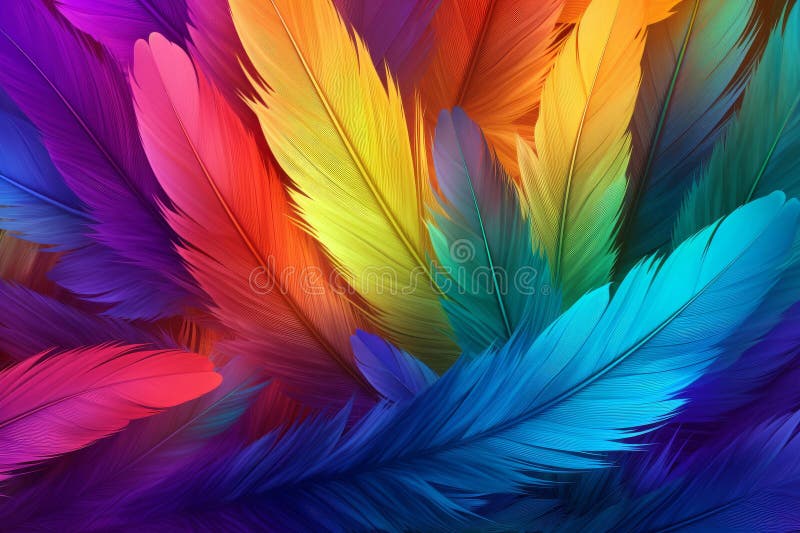 Whimsical Rainbow Feathers. Generate Ai Stock Photo - Image of feather ...