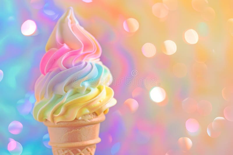 Whimsical Rainbow Soft Serve Ice Cream in a Waffle Cone. Generative AI ... Whimsical Rainbow Soft Serve Ice Cream in a Waffle Cone. Generative AI ...