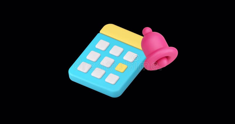 Floating Calculator and Bell Icon Animation with Alpha Channel on ...