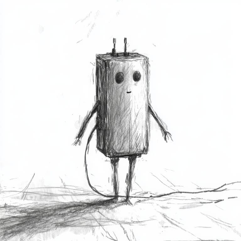 Charming Robot Character Illustration with a Rectangular Body and ...