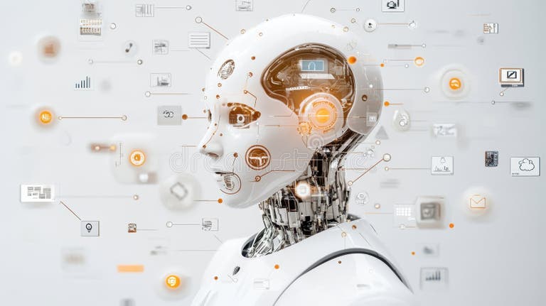 A Whimsical Robot Features a Button-covered Head and Various Mechanical ...