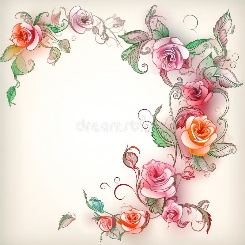 Whimsical Rose Page, Made with Generative AI Stock Illustration ...