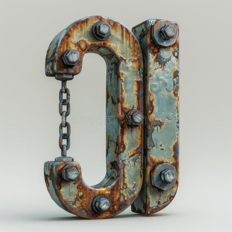 Whimsical Rusty Letter J is Adorned with a Chain, Ready To Embark on a ...