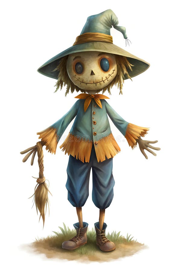 A Whimsical Scarecrow Character with a Friendly Expression Stands in a ...