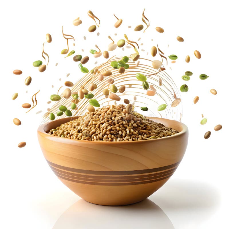 A Whimsical Scene of a Bowl of Seeds Dancing Energetically Stock ...