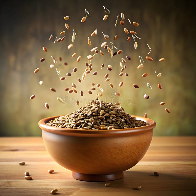 A Whimsical Scene of a Bowl of Seeds Dancing Energetically Stock ...