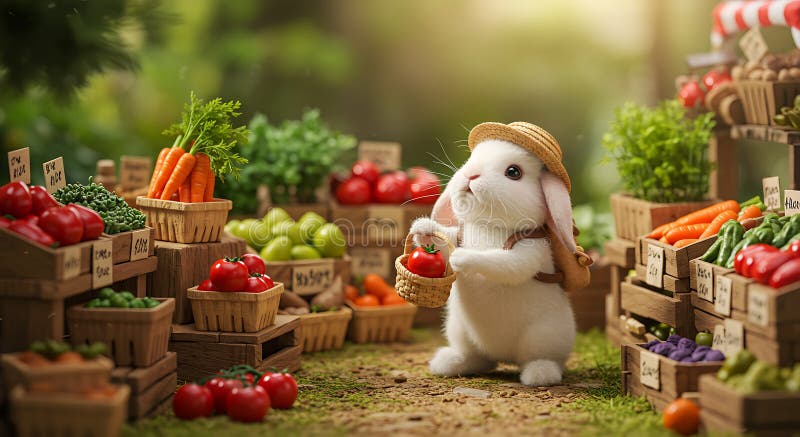 A Whimsical Scene Features an Anthropomorphic White Rabbit Wearing a ...