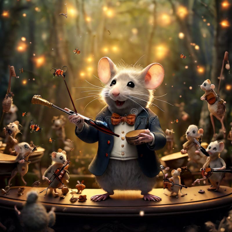Adorable Mouse Conductor Leading a Woodland Orchestra Stock ...