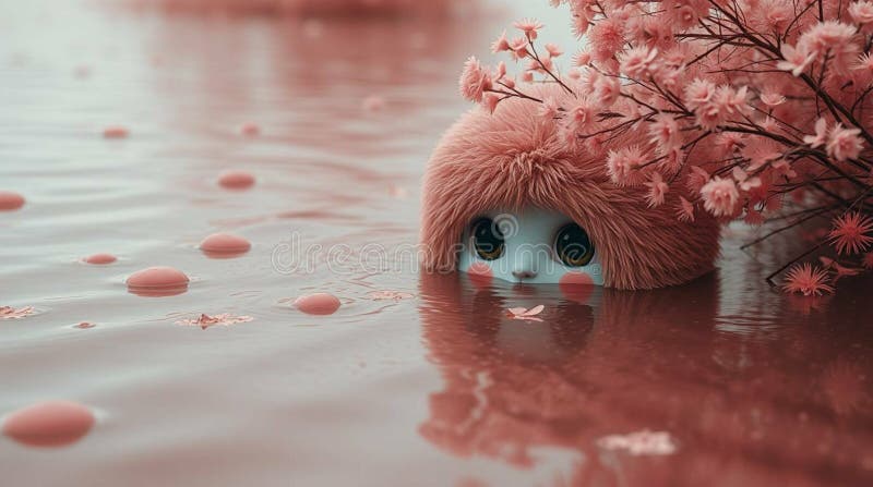 A Whimsical Scene Featuring a Small, Round Creature Stock Illustration ...