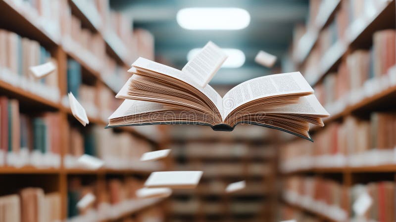 Whimsical Scene of Floating Books in Library Showcasing Magic of ...