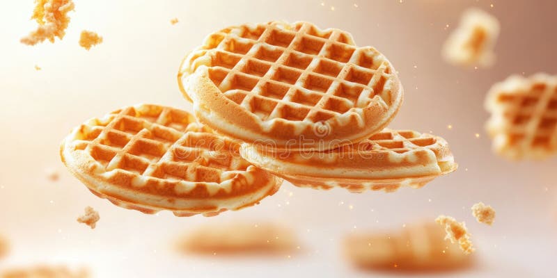 A Whimsical Scene with Multiple Waffles Airborne Stock Photo - Image of ...
