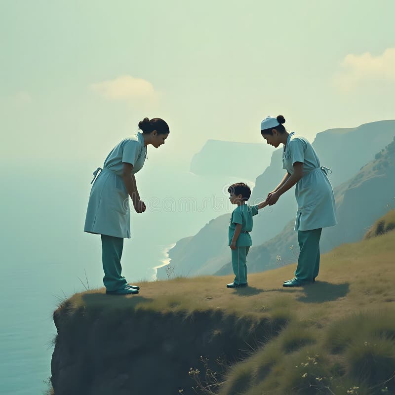 Whimsical Scene: Nurses Comforting Child in Pediatric Ward on Windy ...
