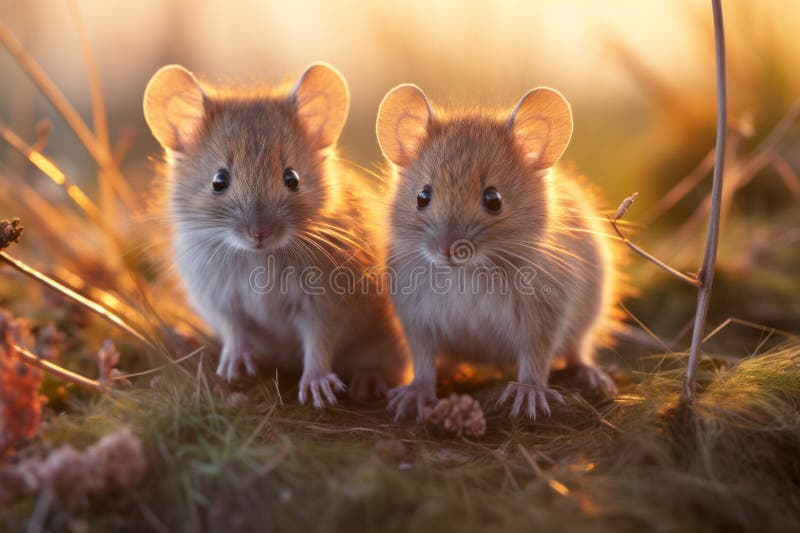 Whimsical Scene of Two Tiny and Endearing Mice Joyfully Exploring a ...