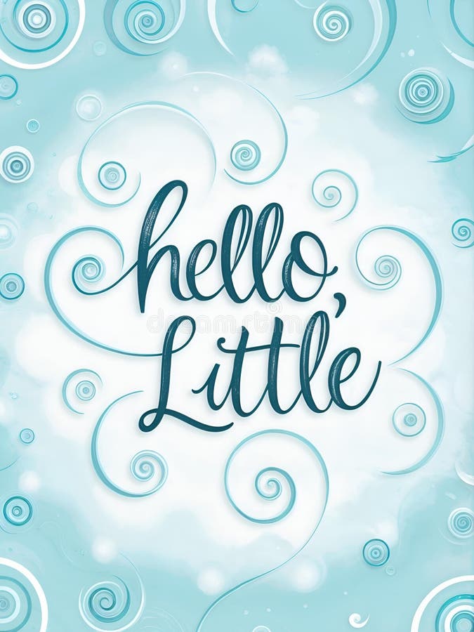 Whimsical Script Design with Spirals on Light Blue Background Stock ...