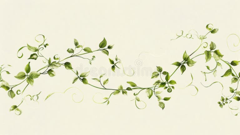 A Whimsical Script Font Composed of Elegant Stems and Vines. Stock ...