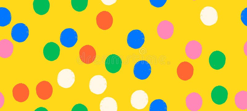 Whimsical Seamless Vector Polka Dot Pattern with Playful Crayon Spots ...