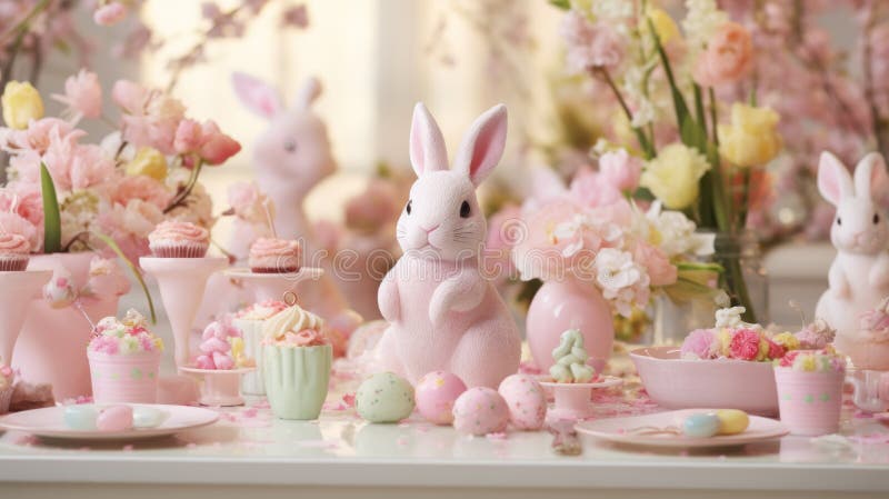 A Whimsical Setting with Adorable Bunny Figurines, Setting the Stage ...