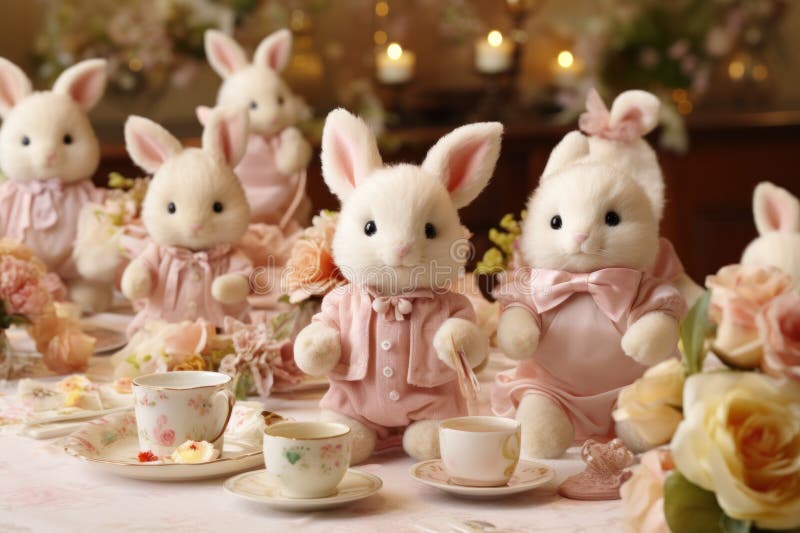 A Whimsical Setting with Adorable Bunny Figurines, Setting the Stage ...