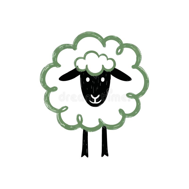 (Whimsical Sheep Illustration. Charming Drawing of a Delightful Lamb ...