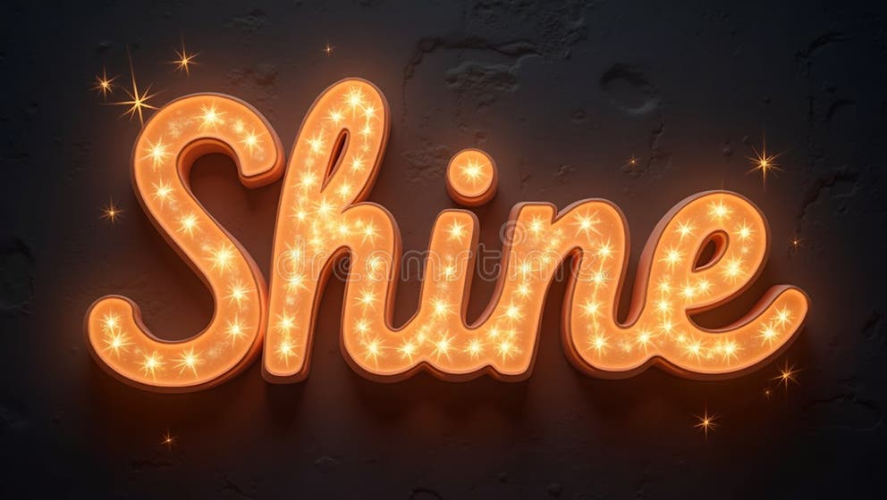 Whimsical Shine Script with Glowing Letters and Sparkles Stock ...