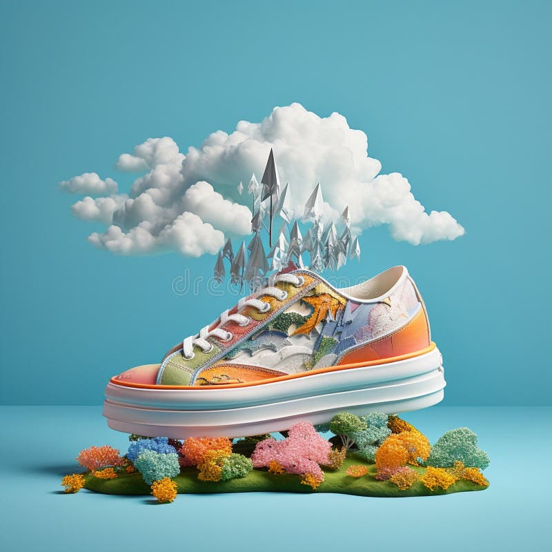 Whimsical Shoes Designed for Walking on Clouds Stock Photo - Image of ...