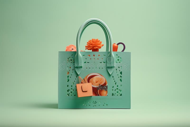 Whimsical Shopping Bag Paper Cut. Generate Ai Stock Illustration ...