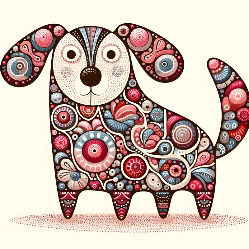 Whimsical Small Dogs Made of Tiny Contoured. Stock Illustration ...