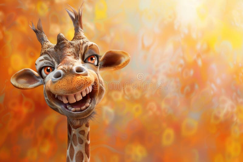 Whimsical Smiling Giraffe Character on Bokeh Background Stock ...