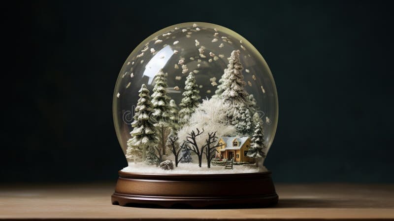 A Whimsical Snow Globe with a Miniature Winter Scene Inside Stock ...