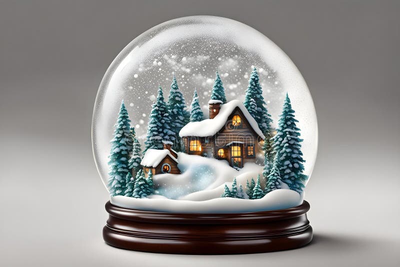 Whimsical Snow Globe with a Miniature Winter Scene and Swirling Snow ...