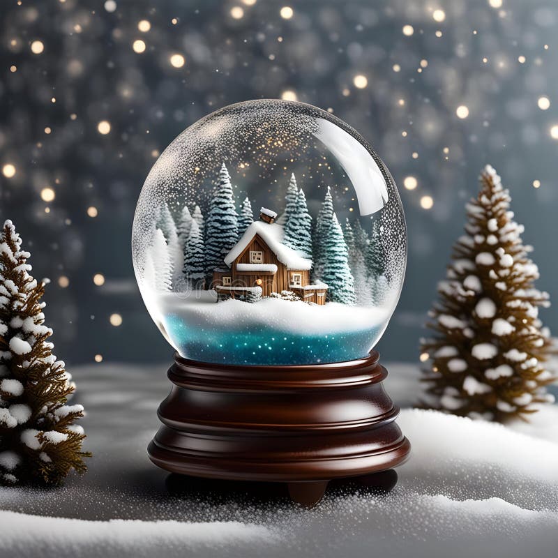 Whimsical Snow Globe with a Miniature Winter Scene and Swirling Snow Stock Illustration ...