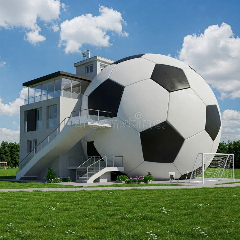 Whimsical Soccer Ball House with Modern Design Stock Illustration ...